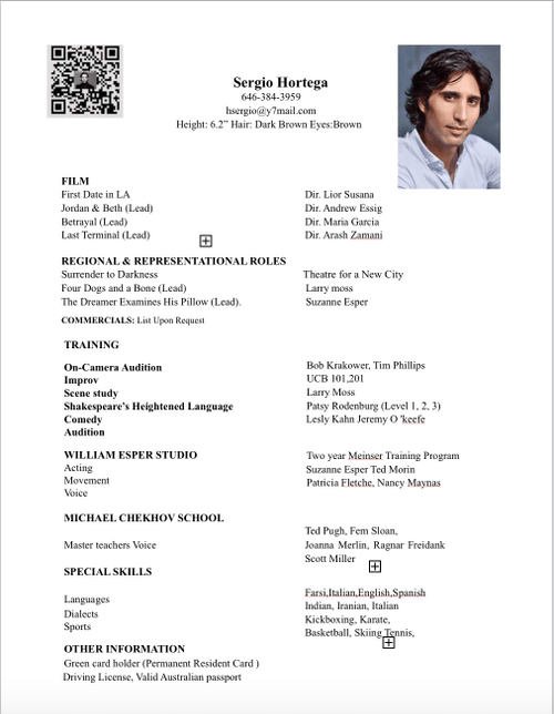Headshot Resume